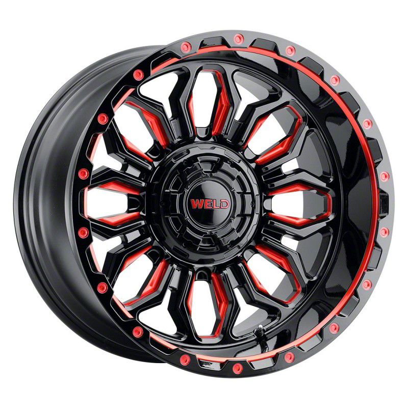 Weld Off-Road Toyota 4-Runner Flare Gloss Black Milled Red 6-Lug Wheel ...