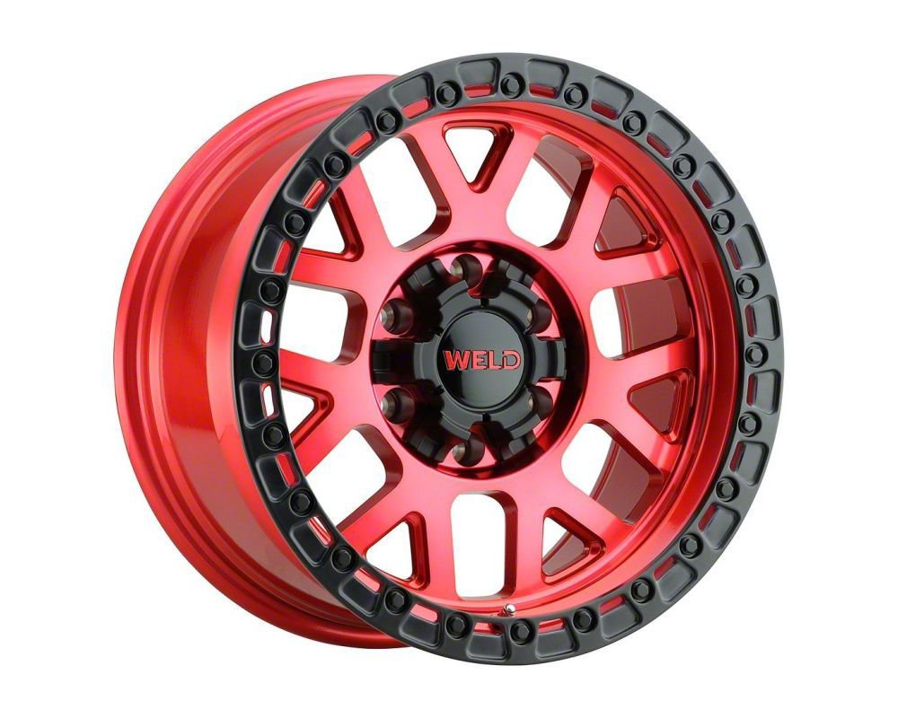 Weld Off-Road Bronco Cinch Candy Red with Satin Black Ring 6-Lug Wheel ...