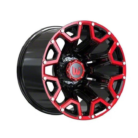 Wesrock Wheels Bronco Blaze Gloss Black Machined with Red Tint and ...
