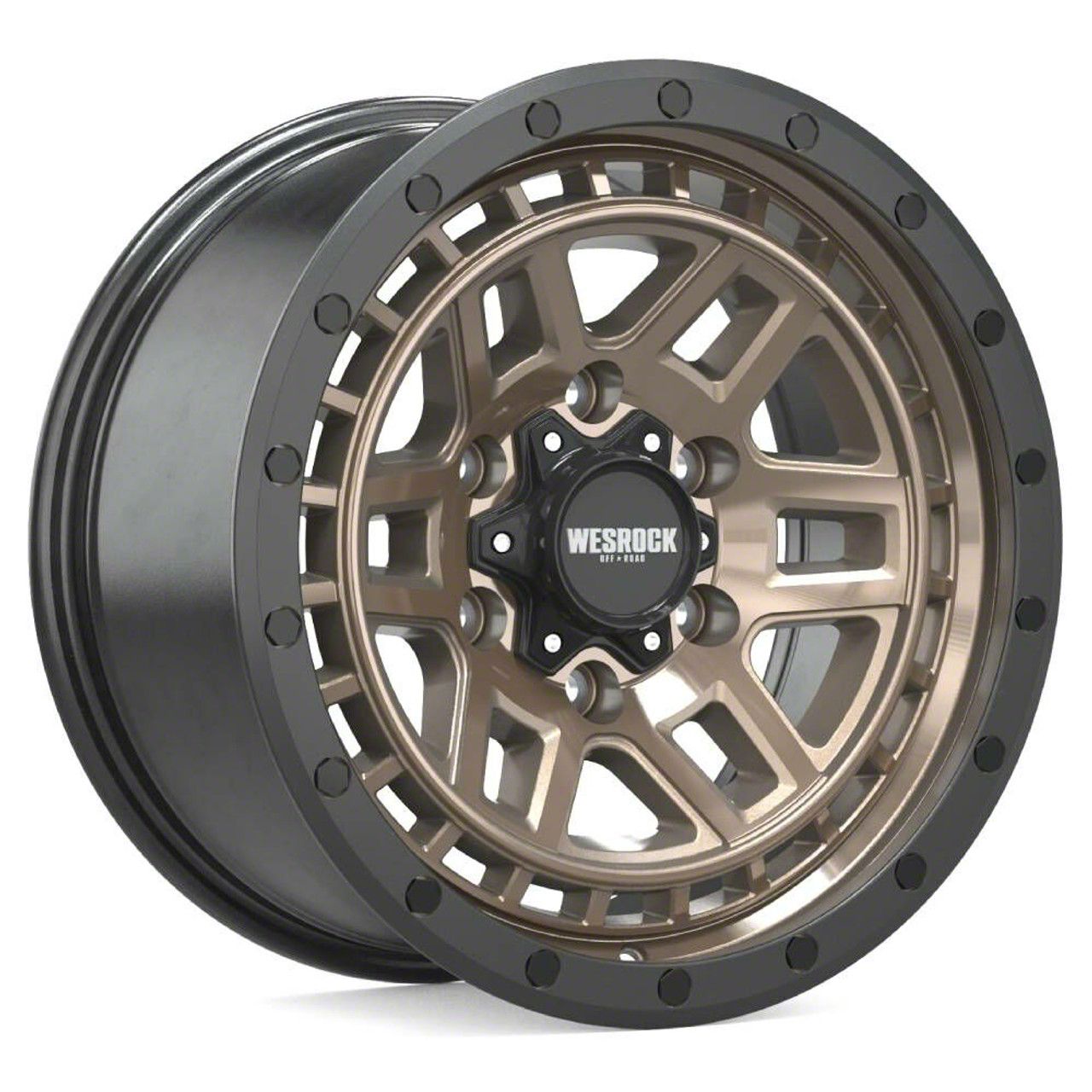 Wesrock Wheels Tacoma BT-26 Bronze with Black Simulated Beadlock Black ...