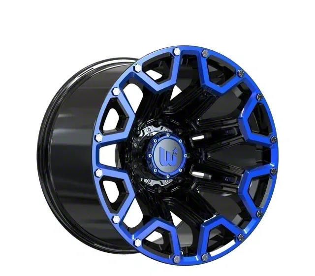 Wesrock Wheels Tundra Blaze Gloss Black Machined with Blue Tint and ...