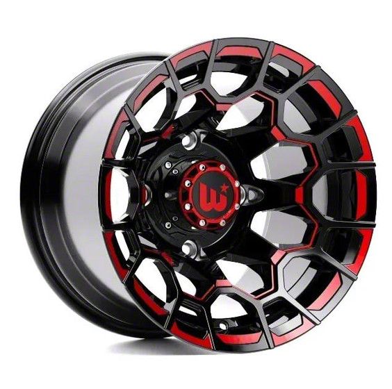 Wesrock Wheels Tundra Spur Gloss Black Milled with Red Tint 6-Lug Wheel ...