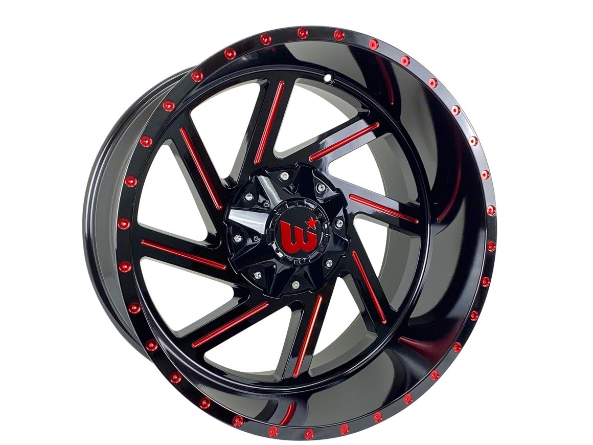 Western Wheels Titan CACTUS Gloss Black with Red Milling Spokes and ...