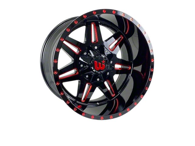 Western Wheels Tacoma TRAIL2 Gloss Black with Red Milling Spokes and ...