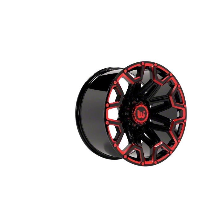 Western Wheels Bronco BLAZE Gloss Black with Red Milling 6-Lug Wheel; 20x12; -44mm Offset ...