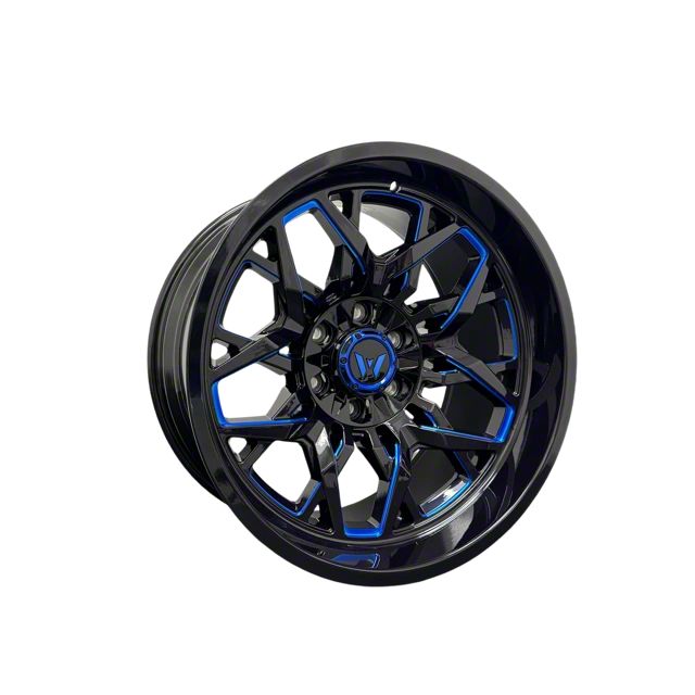 Western Wheels Bronco EDGE Gloss Black with Blue Milling 6-Lug Wheel ...