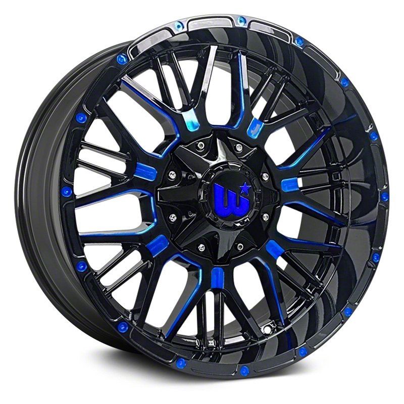 Western Wheels Toyota 4-Runner PAXTON Gloss Black with Blue Milling ...
