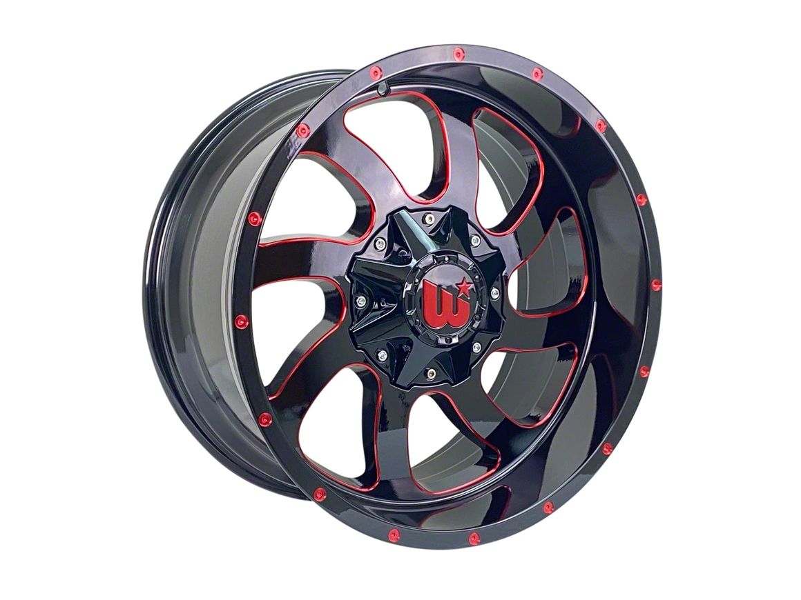 Western Wheels Jeep Gladiator DUSTY Gloss Black with Red Milling Spokes ...