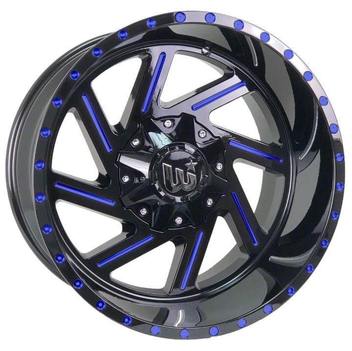 Western Wheels Jeep Grand Cherokee CACTUS Gloss Black with Blue Milling ...