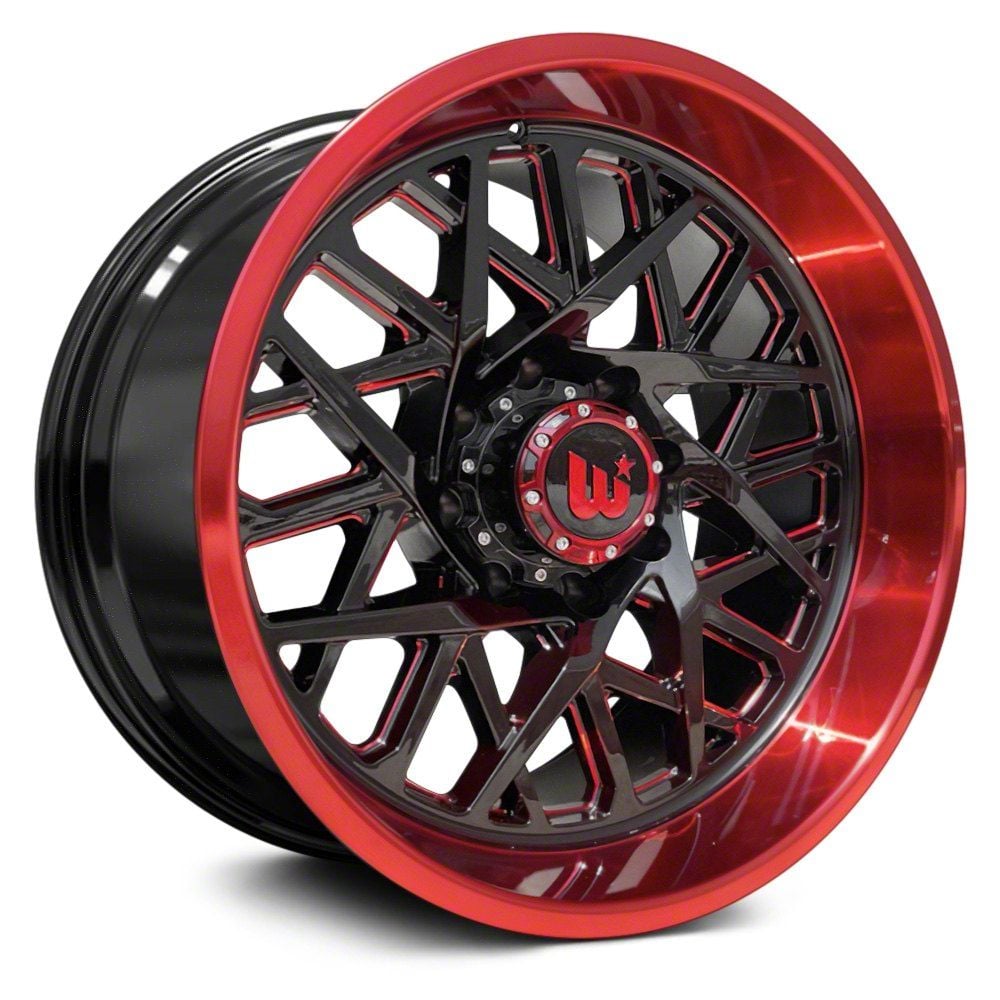 Western Wheels Jeep Wrangler SAHARA Gloss Black with Red Lip Wheel ...