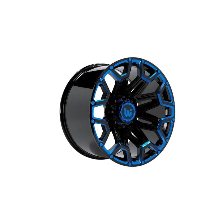 Western Wheels Tundra BLAZE Gloss Black with Blue Milling 6-Lug Wheel ...