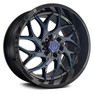 Western Wheels Tundra DUKE Gloss Black with Blue Milling 6-Lug Wheel ...