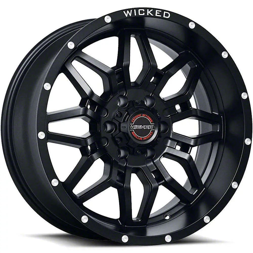 Wicked Offroad Titan W909 Gloss Black Milled 6-Lug Wheel; 20x10; -24mm ...