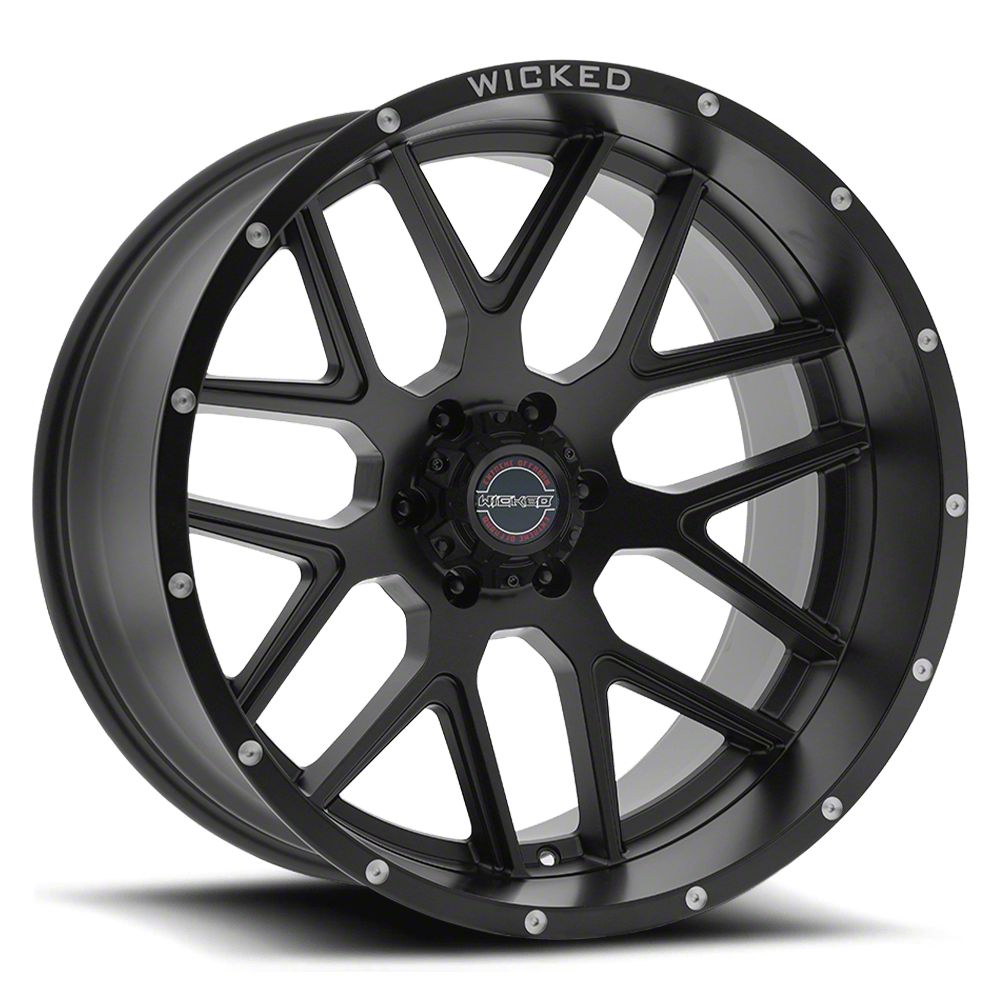 Wicked Offroad Bronco W903 Satin Black Milled 6-Lug Wheel; 20x12; -44mm ...
