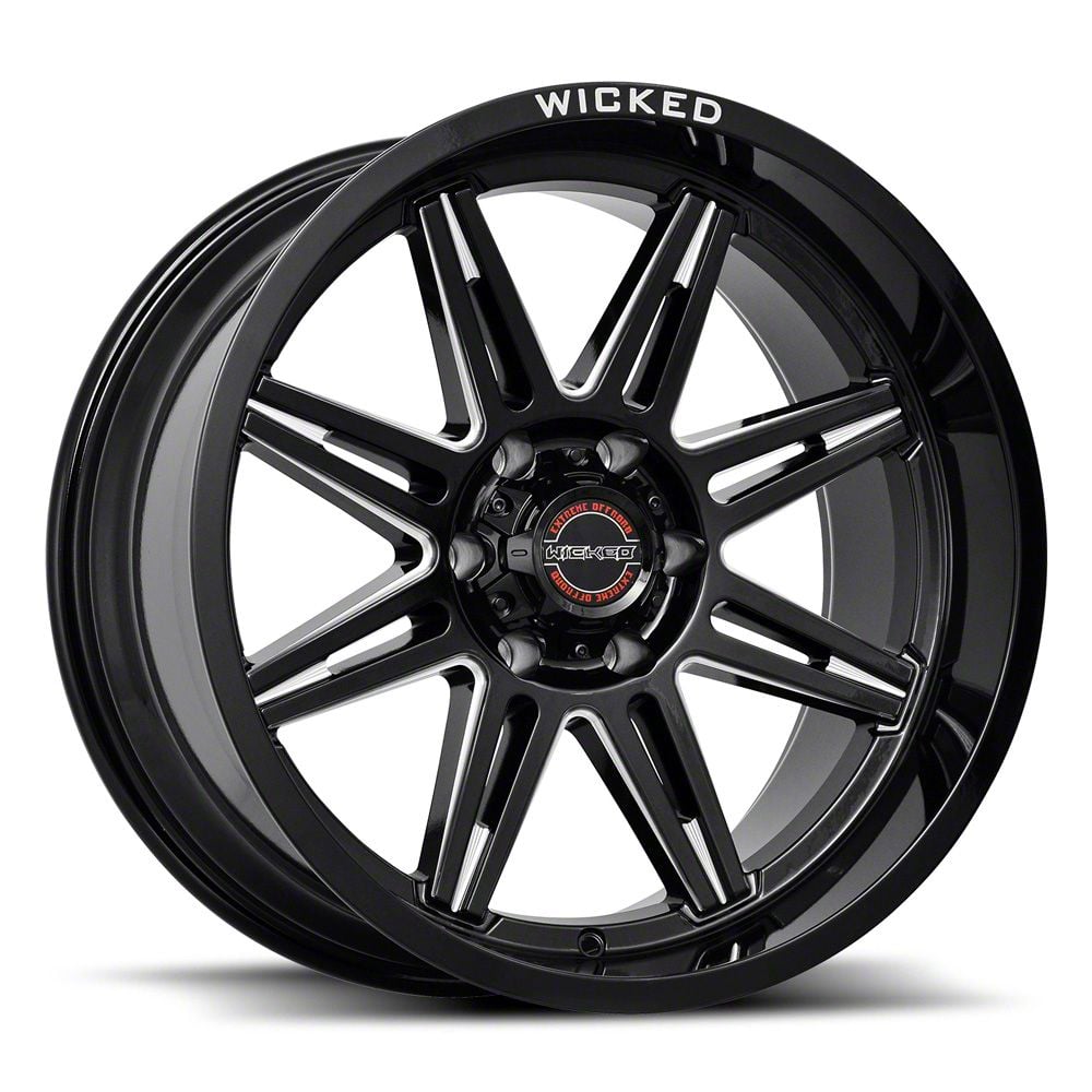 Wicked Offroad Bronco W905 Gloss Black Milled 6-Lug Wheel; 20x10; -12mm ...