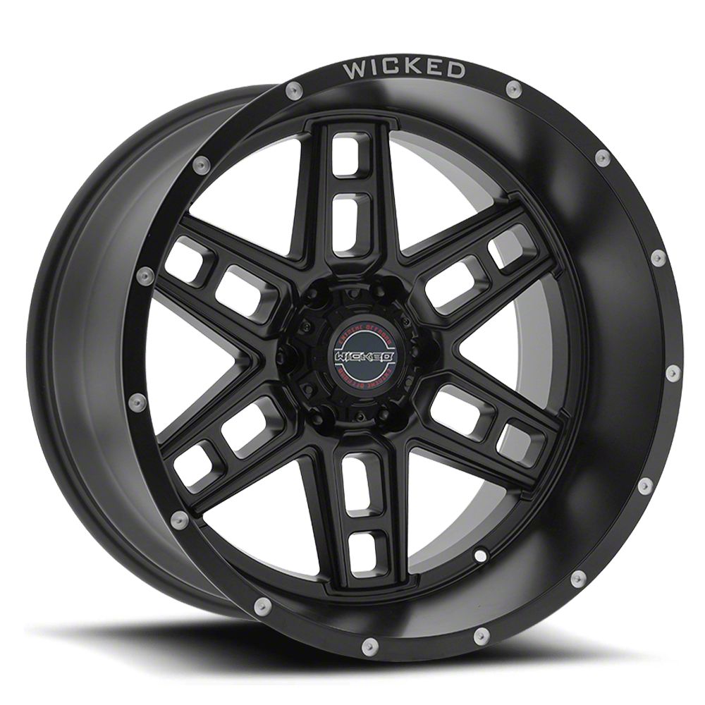 Wicked Offroad Bronco W906 Satin Black Milled 6-Lug Wheel; 20x9; -12mm ...