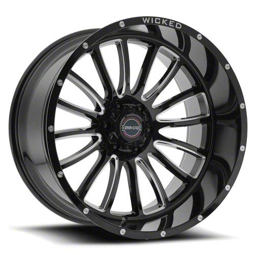 Wicked Offroad Bronco W908 Gloss Black Milled 6-Lug Wheel; 20x10; -12mm ...