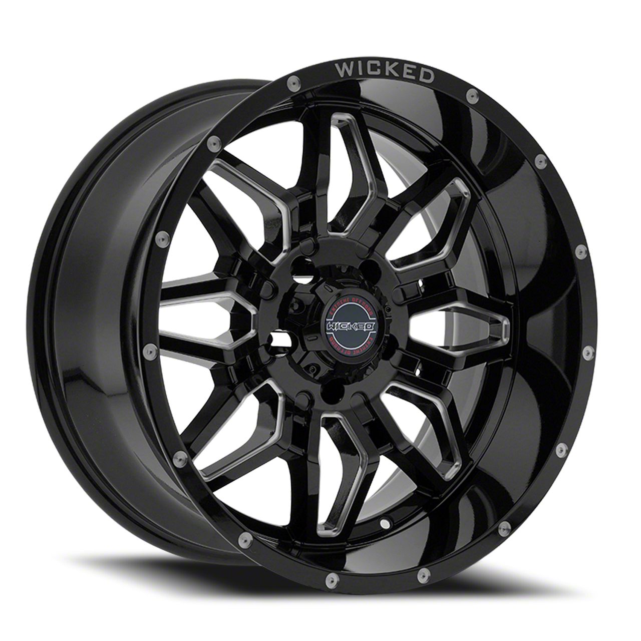 Wicked Offroad Jeep Wrangler W909 Gloss Black Milled Wheel; 20x10 ...