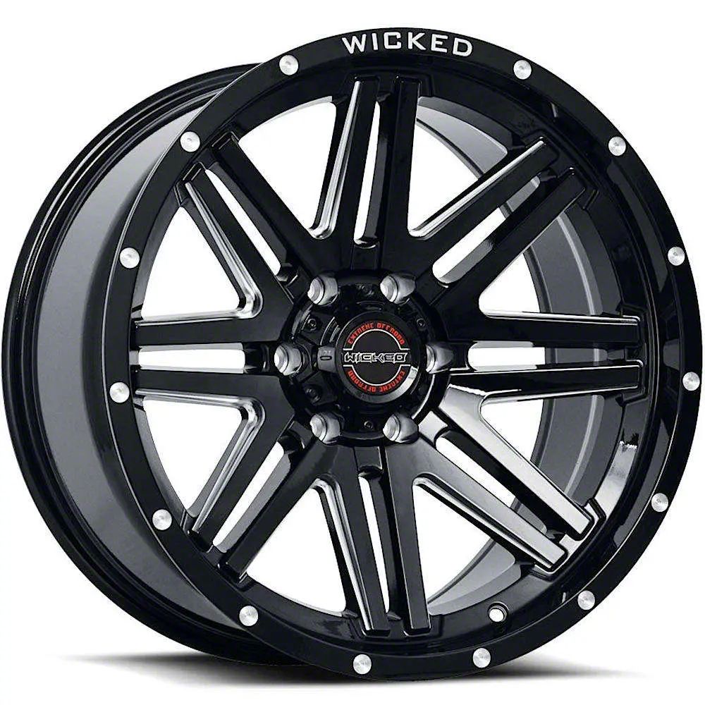 Wicked Offroad Titan W901 Gloss Black Milled 6-Lug Wheel; 20x10; -12mm ...