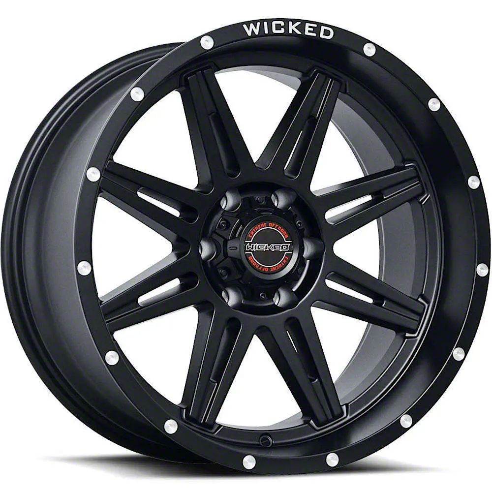 Wicked Offroad Titan W905 Gloss Black Milled 6-Lug Wheel; 20x10; -12mm ...