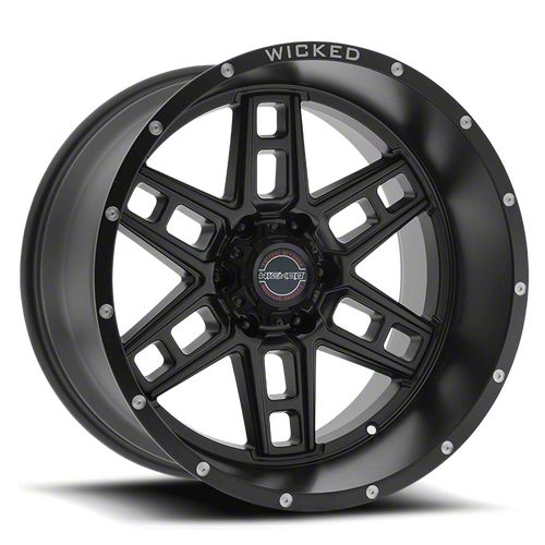 Wicked Offroad Titan W906 Gloss Black Milled 6-Lug Wheel; 20x10; -24mm ...