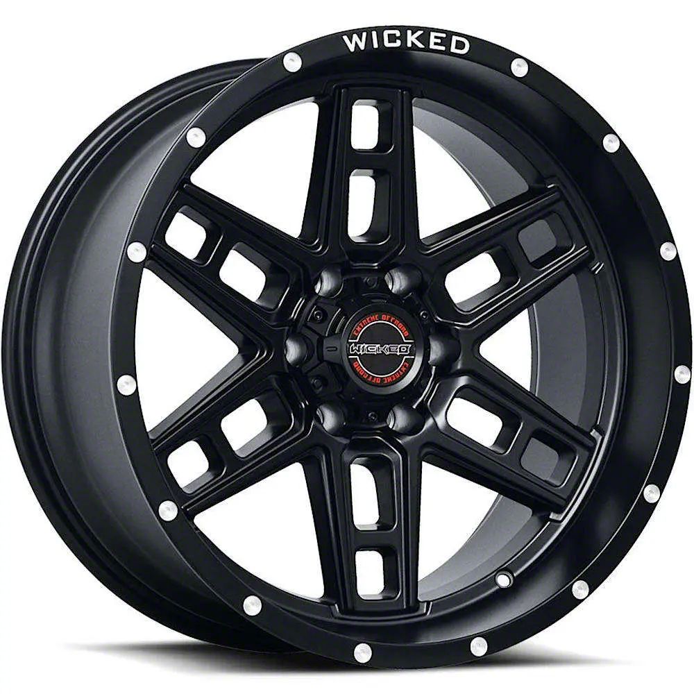 Wicked Offroad Titan W906 Gloss Black Milled 6-Lug Wheel; 20x9; -12mm ...