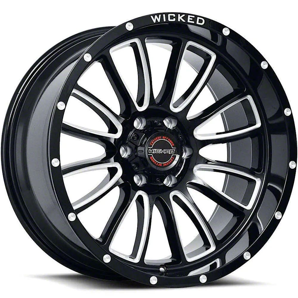 Wicked Offroad Titan W908 Satin Black Milled 6-Lug Wheel; 20x10; -24mm ...