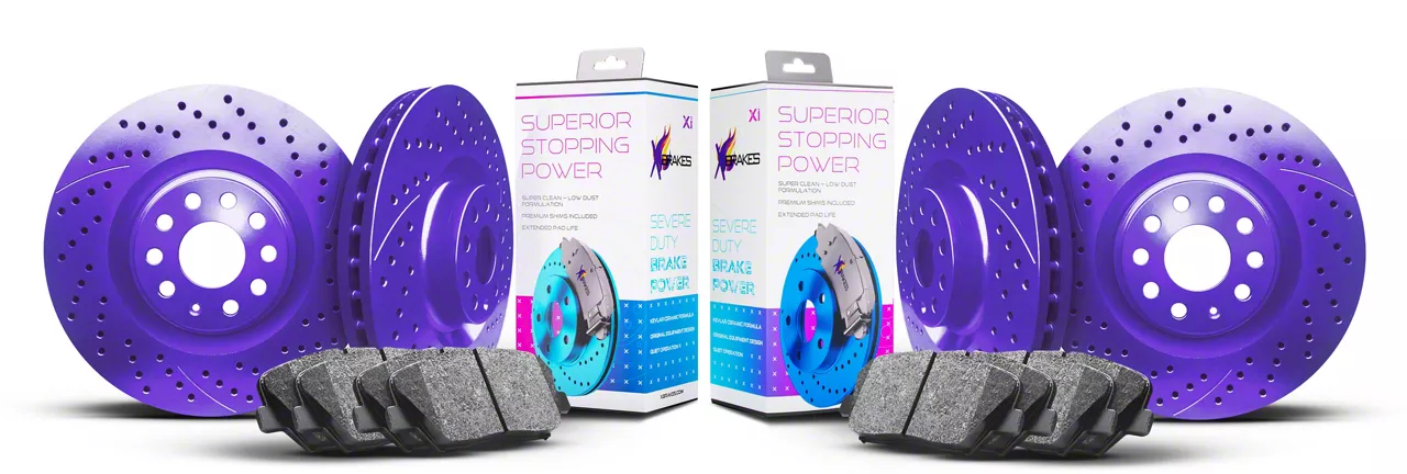 Xbrakes Bronco Xi Series 6-Lug Brake Rotor and Pad Kit; Front and Rear ...