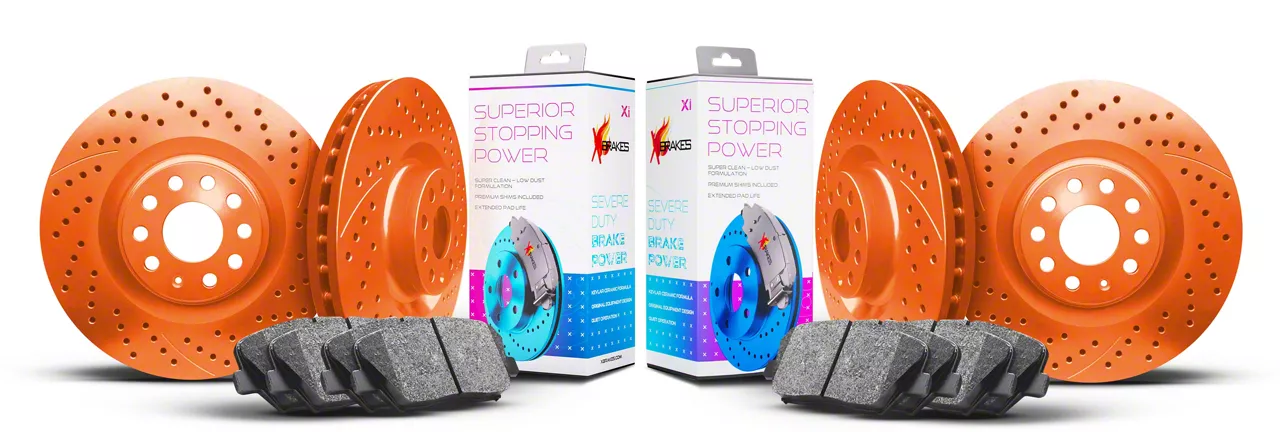 Xbrakes Jeep Wrangler Xi Series Brake Rotor and Pad Kit; Front and Rear ...