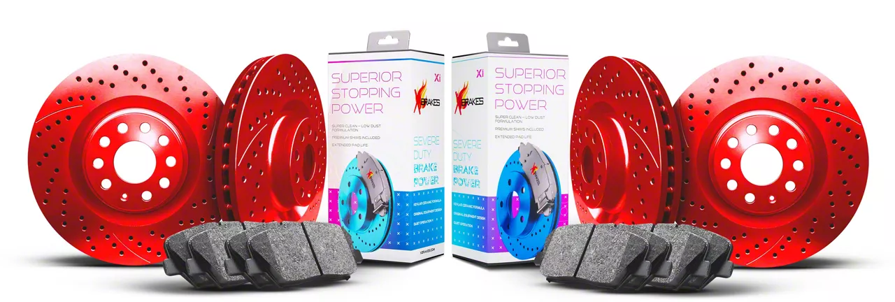 Xbrakes Jeep Wrangler Xi Series Brake Rotor and Pad Kit; Front and Rear ...