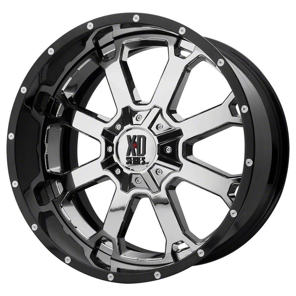 XD Titan Buck 25 Chrome Center with Gloss Black Milled Lip 6-Lug Wheel ...