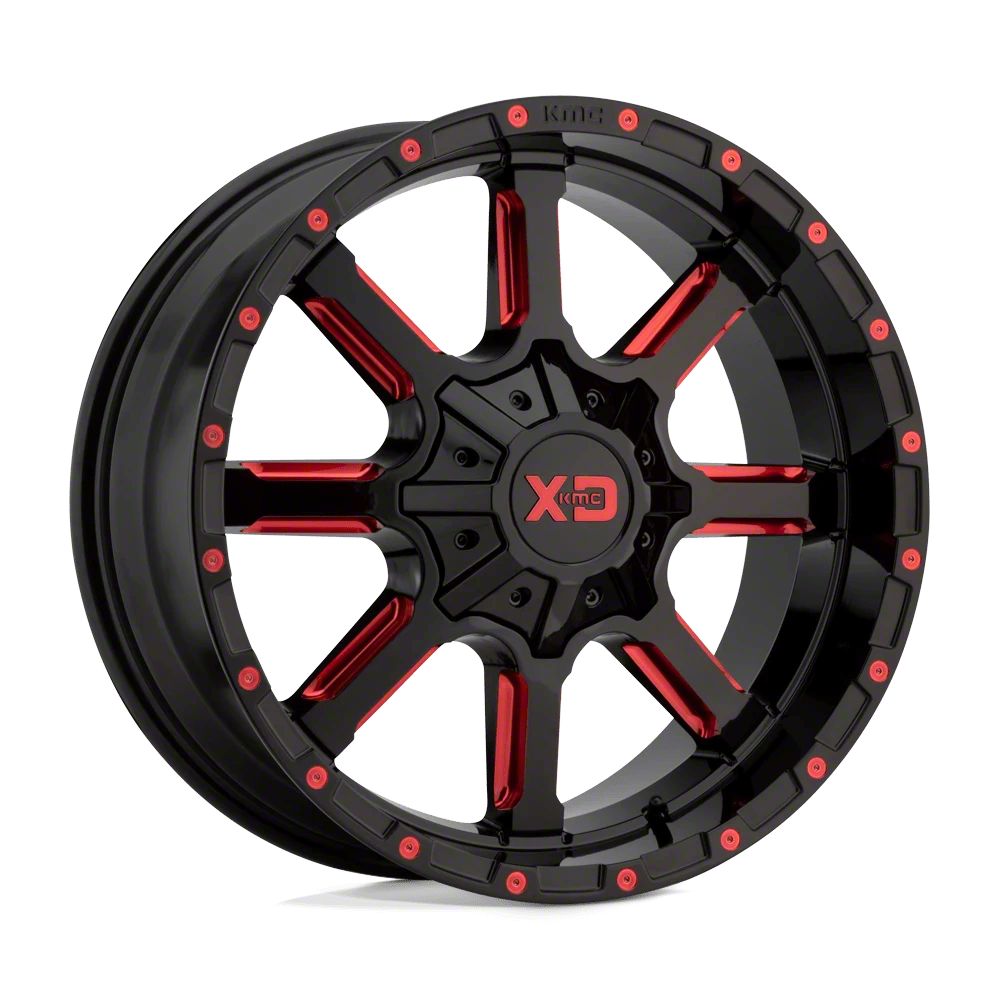 XD Jeep Wrangler Mammoth Gloss Black Milled with Red Tint Wheel; 20x10 ...