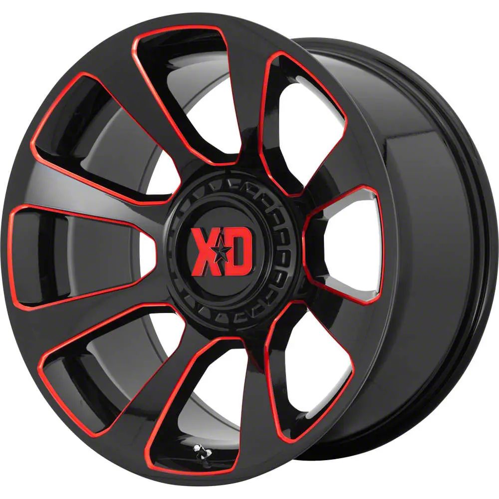 XD Titan XD Reactor Gloss Black Milled with Red Tint 6-Lug Wheel; 20x9 ...