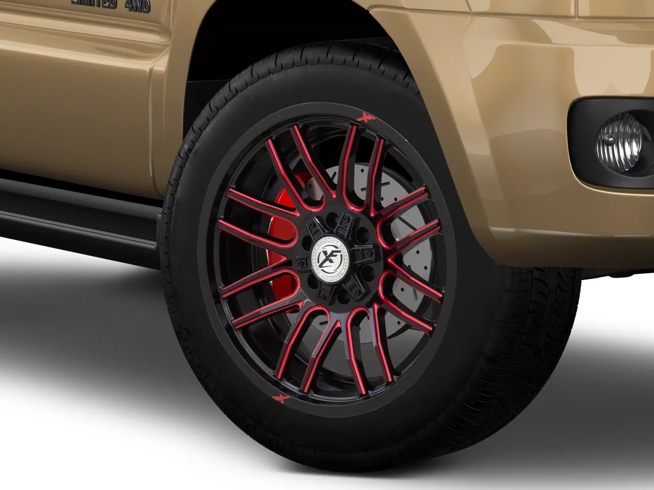 XF Offroad Toyota 4-Runner XF-232 Gloss Black Red Milled 6-Lug Wheel ...