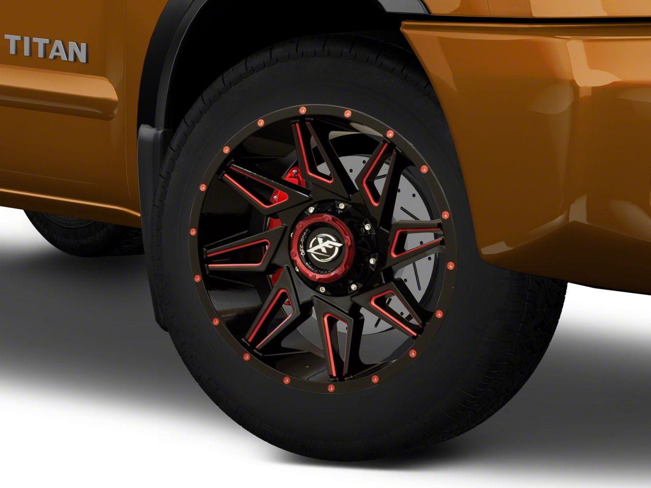 XF Offroad Titan XF-218 Gloss Black Red Milled 6-Lug Wheel; 20x10 ...