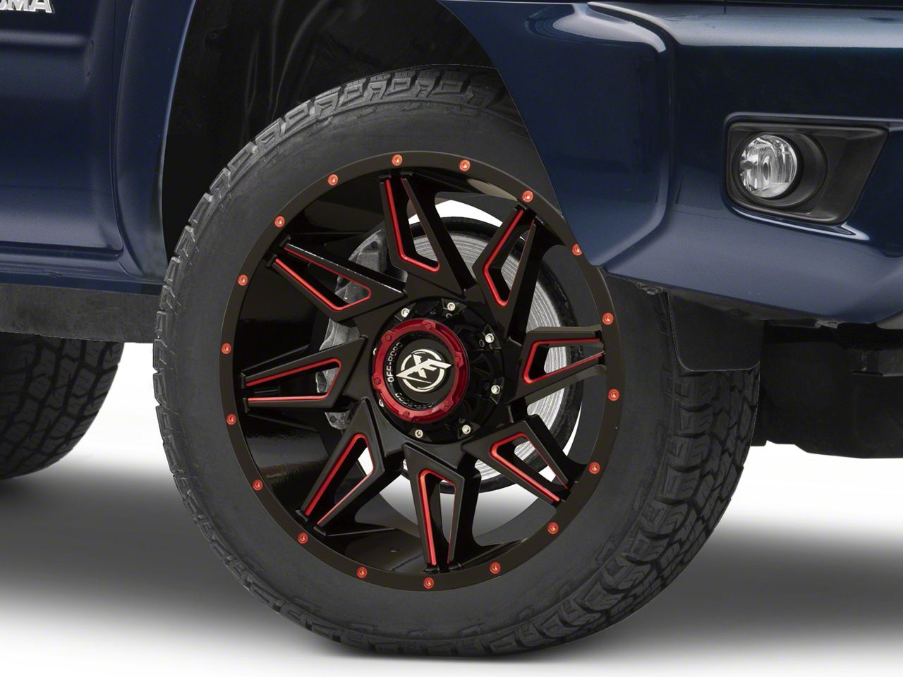 XF Offroad Tacoma XF-218 Gloss Black Red Milled 6-Lug Wheel; 20x10 ...