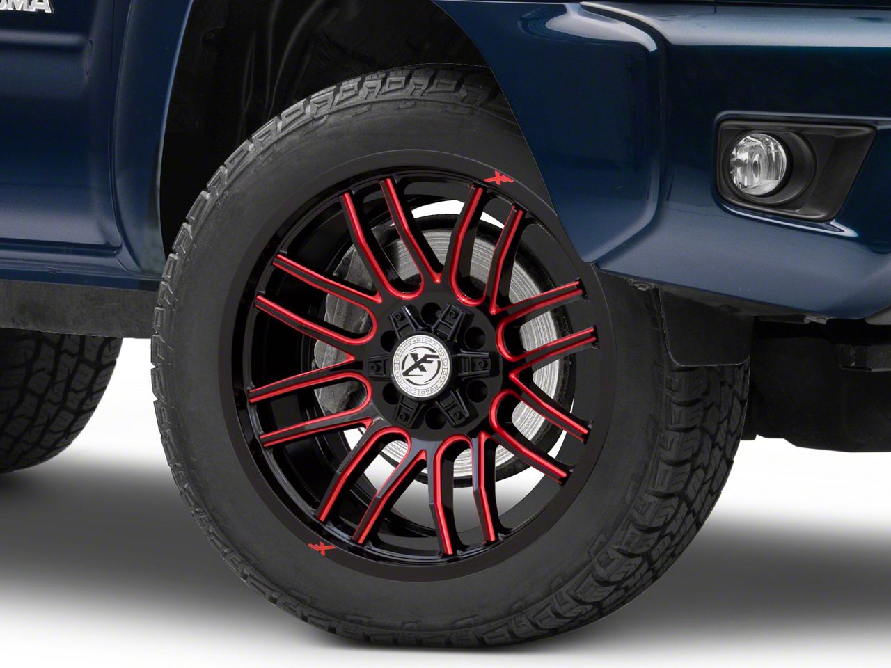 XF Offroad Tacoma XF-232 Gloss Black Red Milled 6-Lug Wheel; 20x10 ...