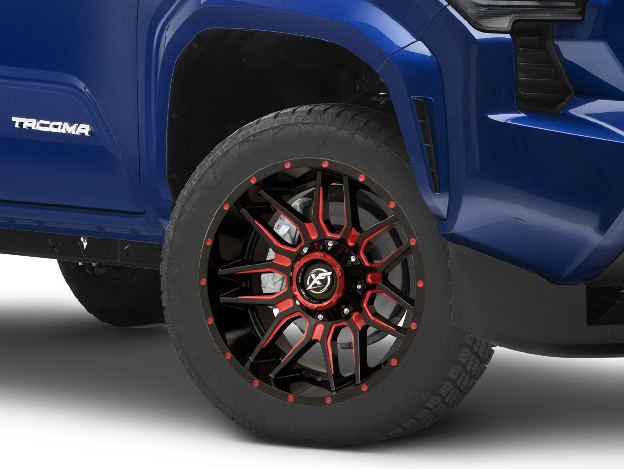 XF Offroad Tacoma XF-222 Gloss Black Red Milled 6-Lug Wheel; 20x9; 12mm ...