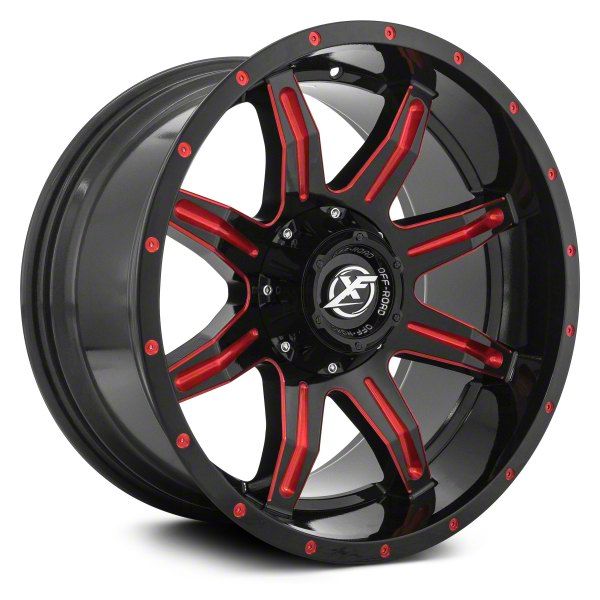 XF Offroad Toyota 4-Runner XF-215 Gloss Black Red Milled 6-Lug Wheel ...