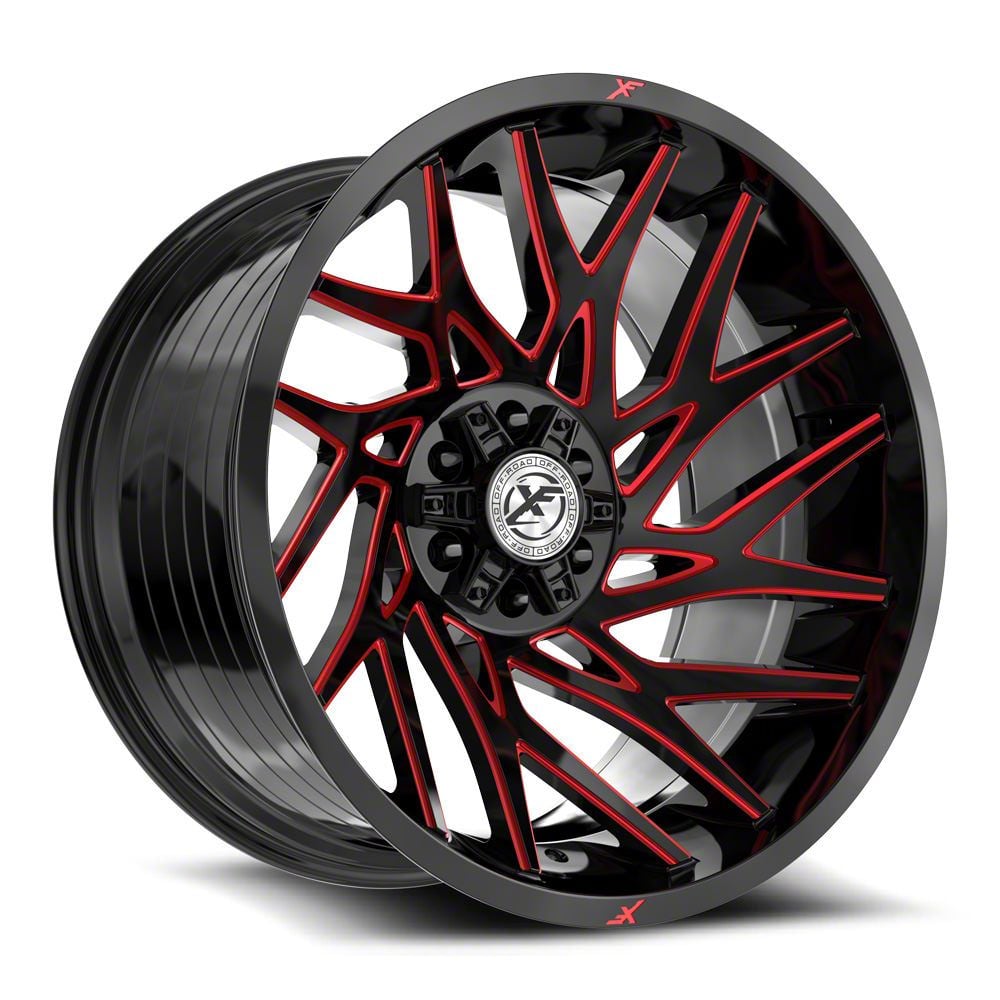 XF Offroad Toyota 4-Runner XF-229 Gloss Black and Red Milled 6-Lug ...