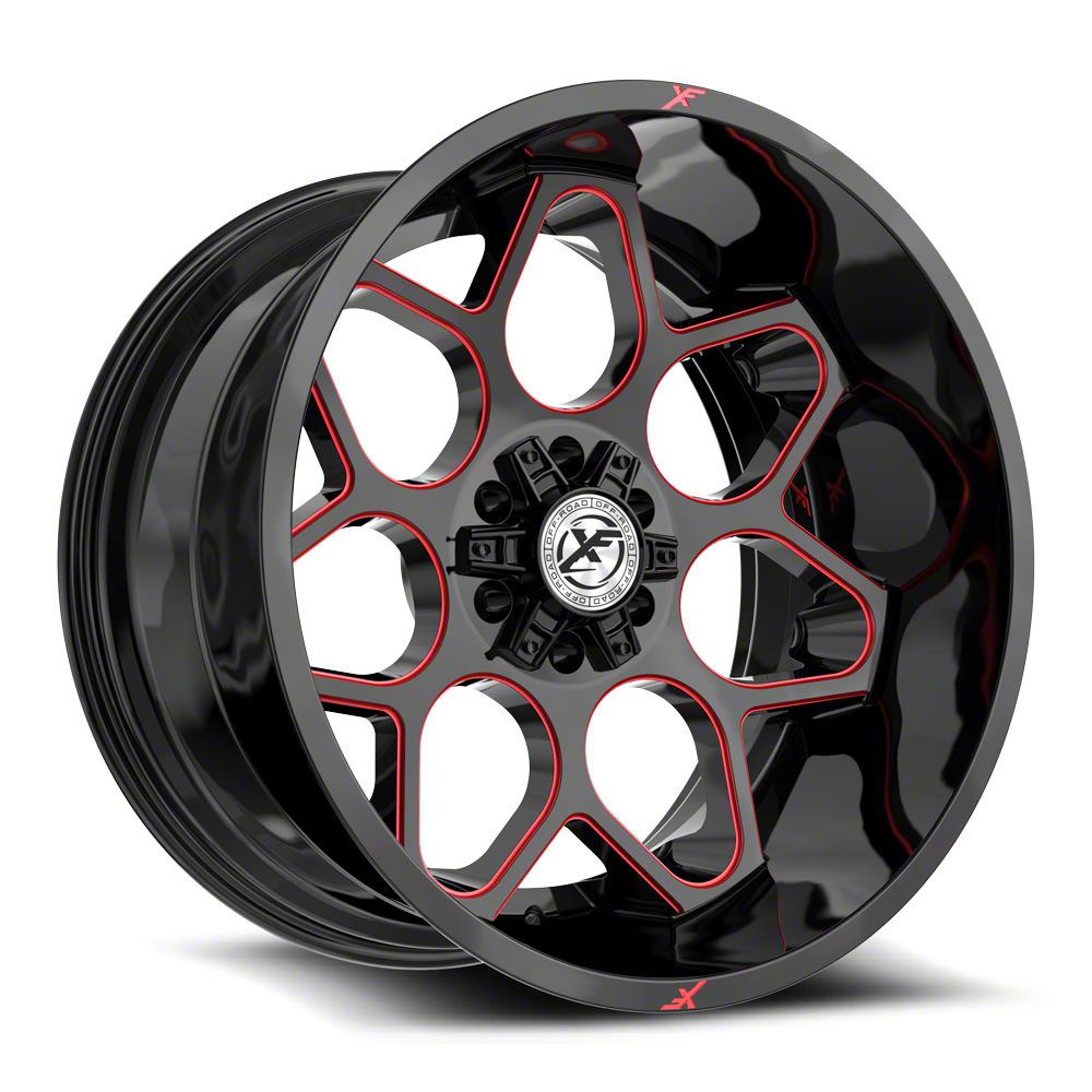 XF Offroad Toyota 4-Runner XF-233 Gloss Black and Red Milled 6-Lug ...