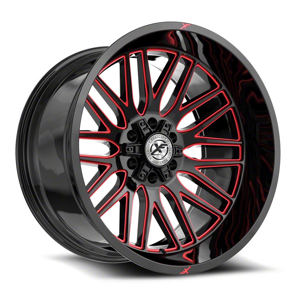 XF Offroad Toyota 4-Runner XF-240 Gloss Black and Red Milled 6-Lug ...