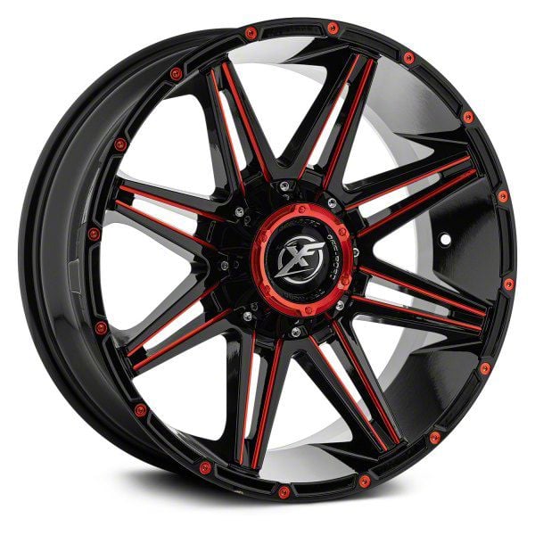 XF Offroad Bronco XF-220 Gloss Black Red Milled and Red Milled Dots 6 ...