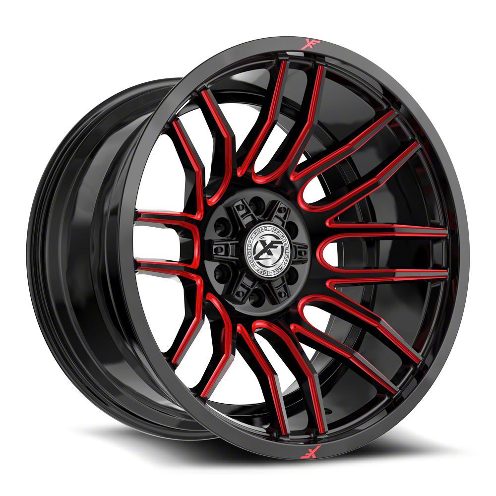 XF Offroad Bronco XF-232 Gloss Black and Red Milled 6-Lug Wheel; 26x14 ...