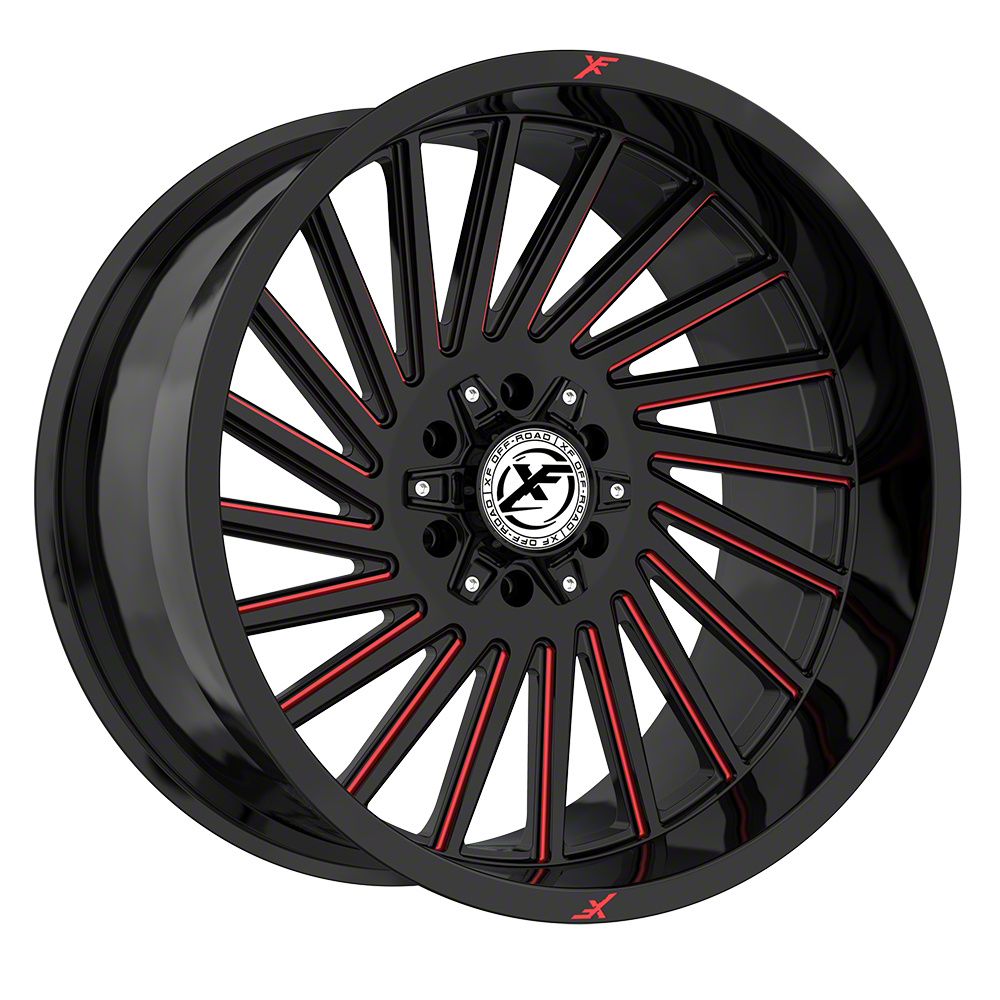 XF Offroad Bronco XF-239 Gloss Black and Red Milled 6-Lug Wheel; 26x14 ...
