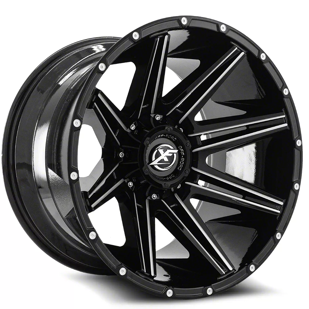 XF Offroad Jeep Cherokee XF-220 Gloss Black and Milled Wheel; 20x10 ...