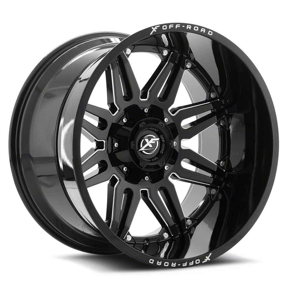 XF Offroad Jeep Wrangler XF-204 Gloss Black and Milled Wheel; 24x14 ...