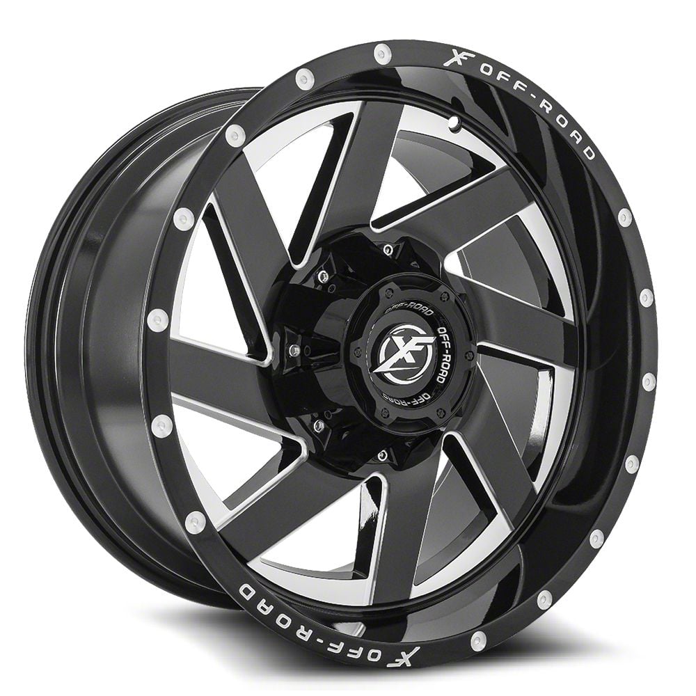 XF Offroad Jeep Wrangler XF-205 Gloss Black and Milled Wheel; 20x12 ...