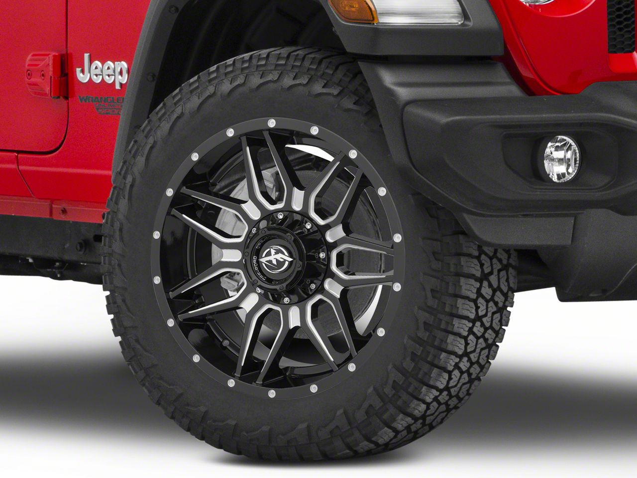 XF Offroad Jeep Wrangler XF-222 Gloss Black Milled Wheel; 20x9; 12mm ...