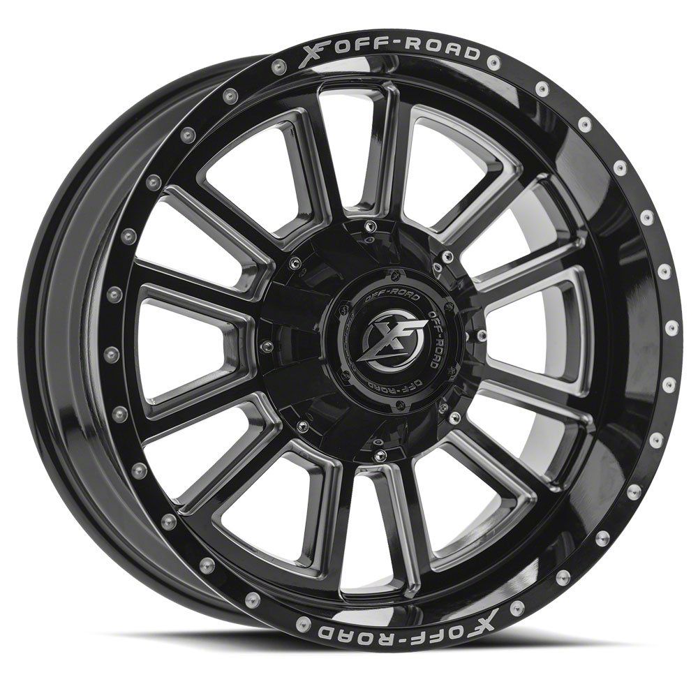 XF Offroad Jeep Wrangler XF-225 Gloss Black and Milled Wheel; 18x10 ...